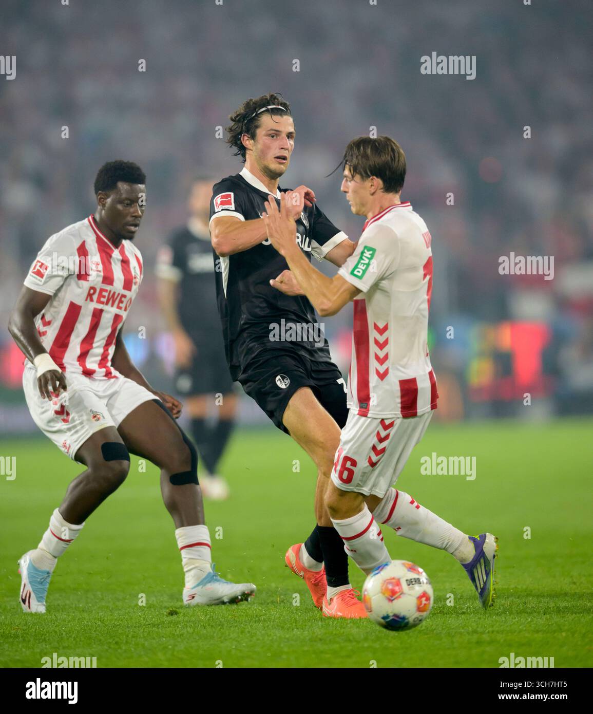 left to right Ragnar Ache (FC Cologne) Merlin Rohl (SC Freiburg), Jakub ...