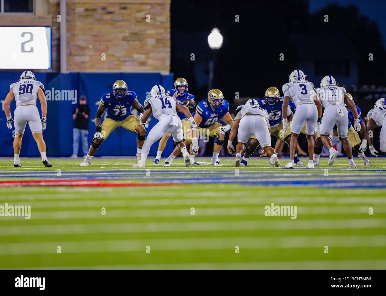 August 30, 2025:.Tulsa Golden Hurricane offensive lineman Hunter Erb ...