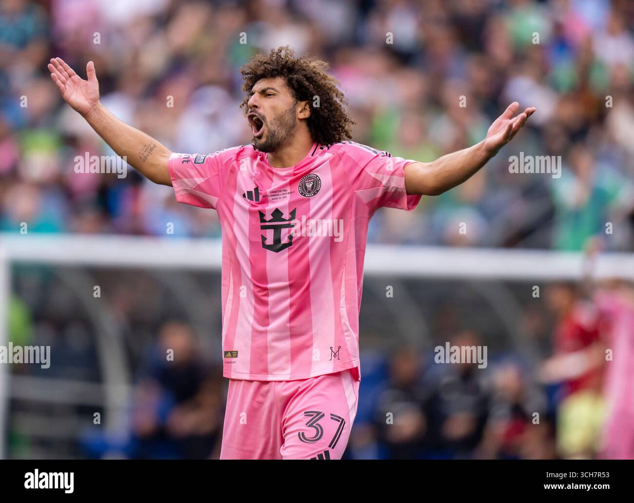 Inter Miami defender Maximiliano Falcon reacts to a call during the ...