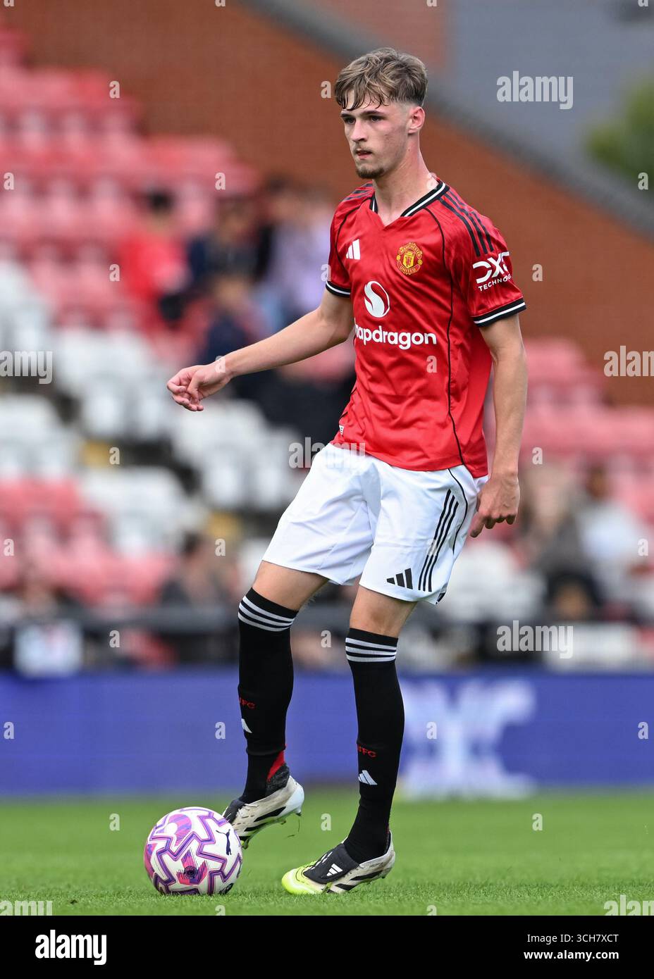 Leigh, England, 31st August 2025. Tyler Fletcher of Manchester United ...