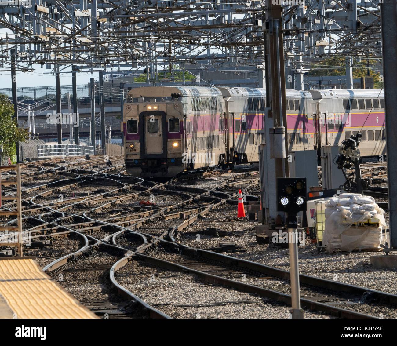August 26, 2025 Boston, Massachusetts, USA MBTA computer rail train ...