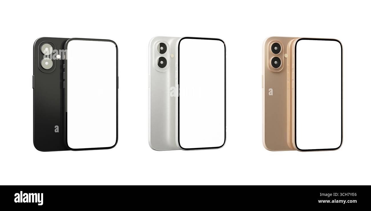 Mockup of modern smartphone design with empty screen and dual cameras ...