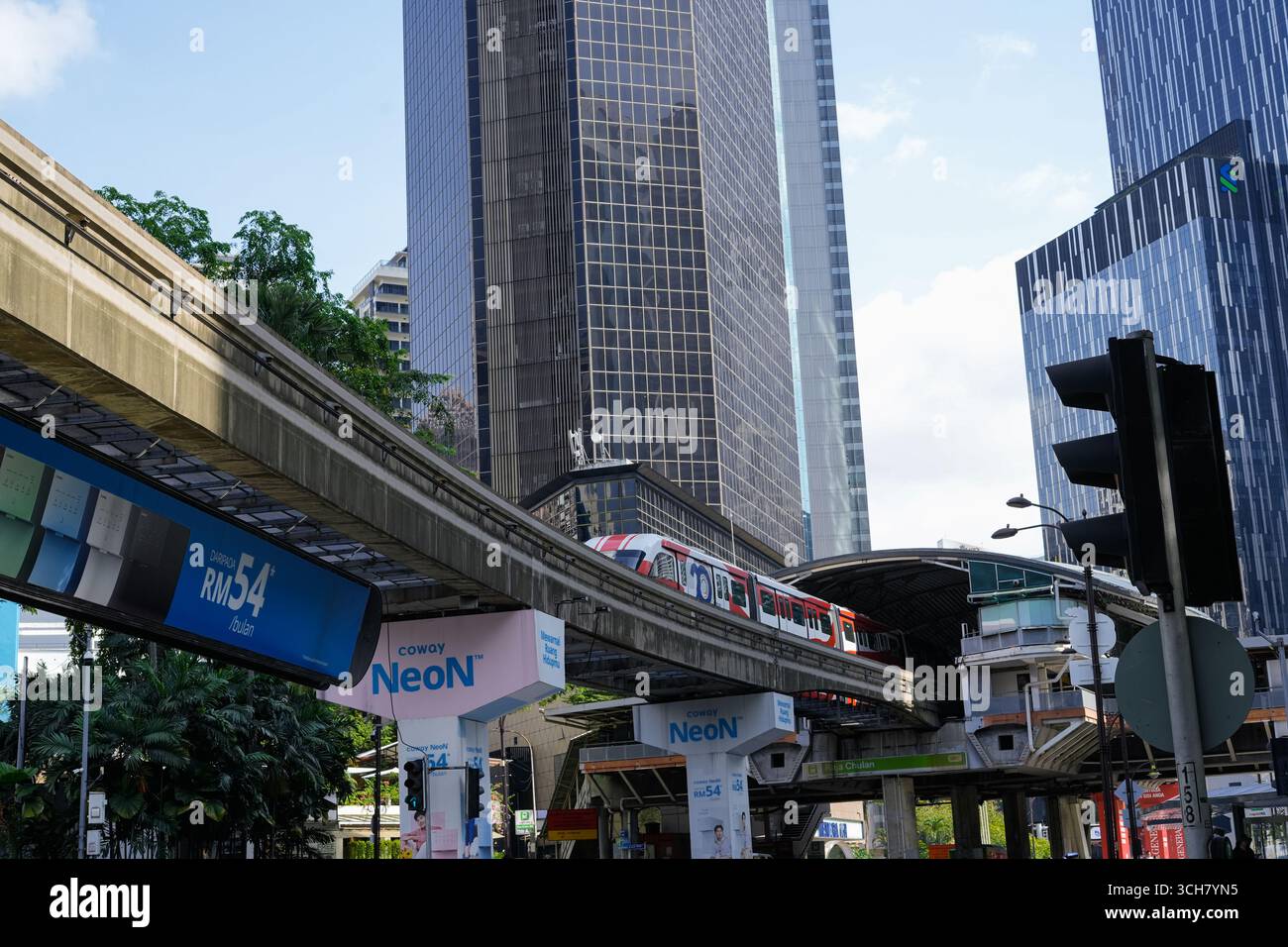 16 September 2025 A sleek skyscraper rises beside an elevated rail line ...