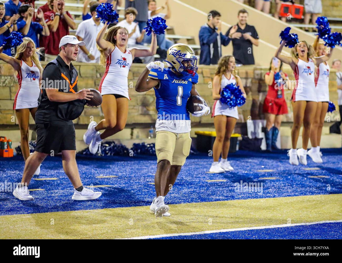 August 30, 2025:.Tulsa Golden Hurricane running back Braylin Presley (1 ...