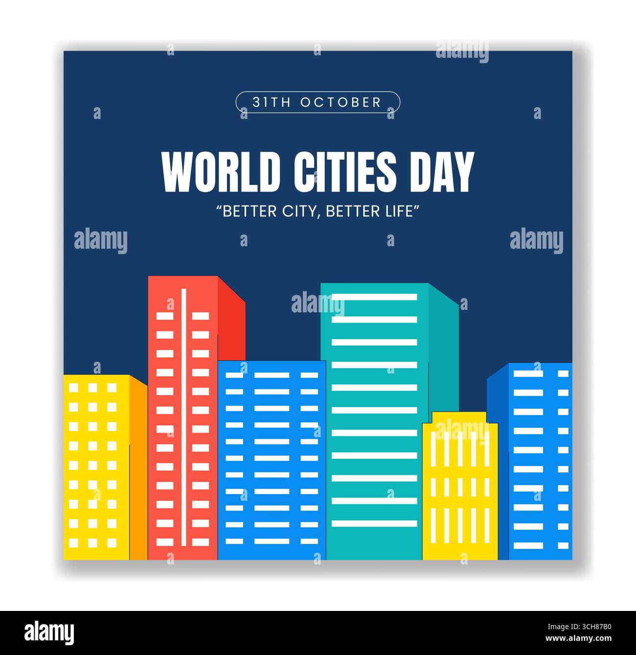 Vector Illustration of World Cities Day with Flat Cartoon Social Media ...