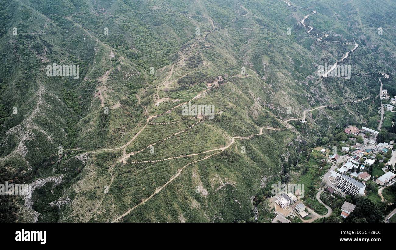 Aerial view of the hills in Tbilisi. Krtsanisi district in Tbilisi ...