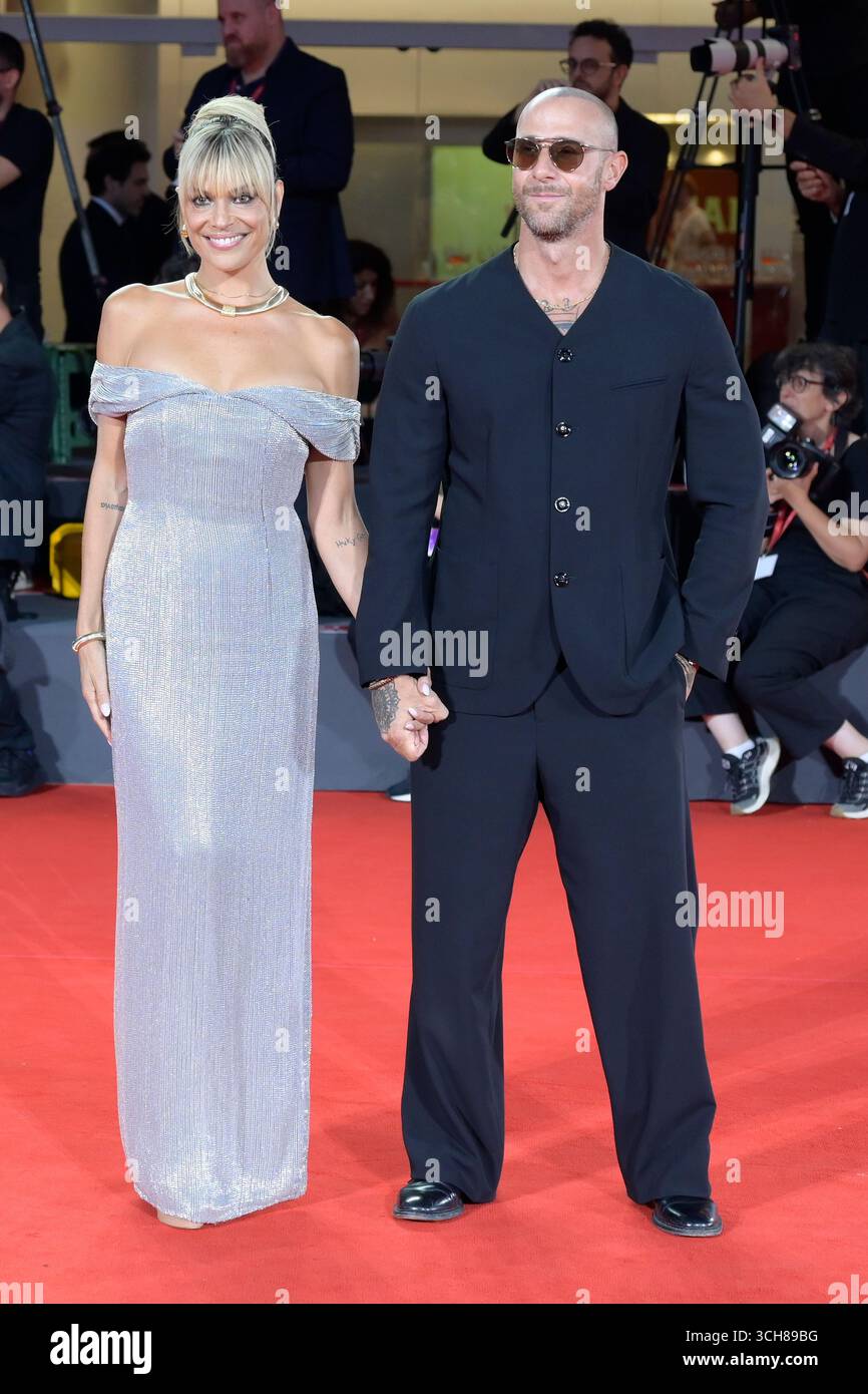 Micaela Ramazzotti (l) and Clauio Pallitto (r) attend the red carpet of ...