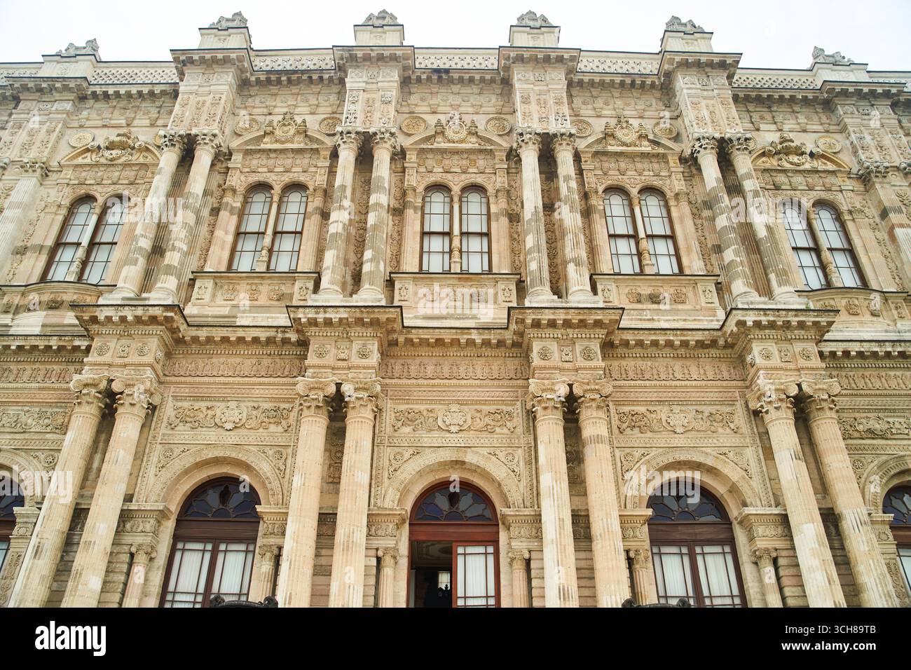 View of the amazing architecture of Dolmabahce Palace in Istanbul Stock ...