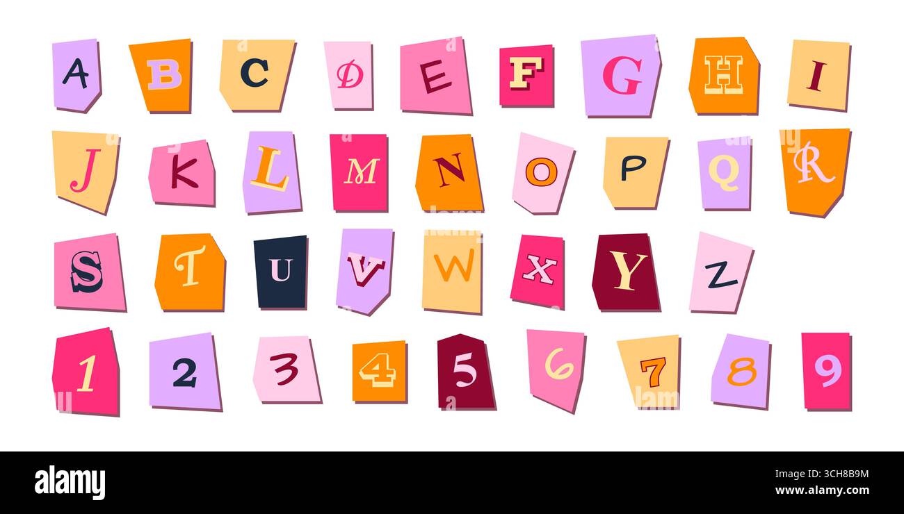 Playful clipping letters - y2k style alphabet with paper cutout ...