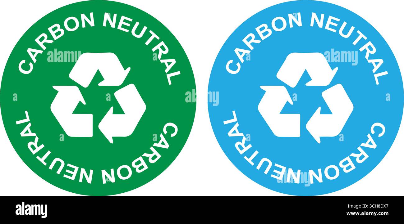 Carbon Neutral Icons with Recycling Symbols for Eco Friendly Products ...