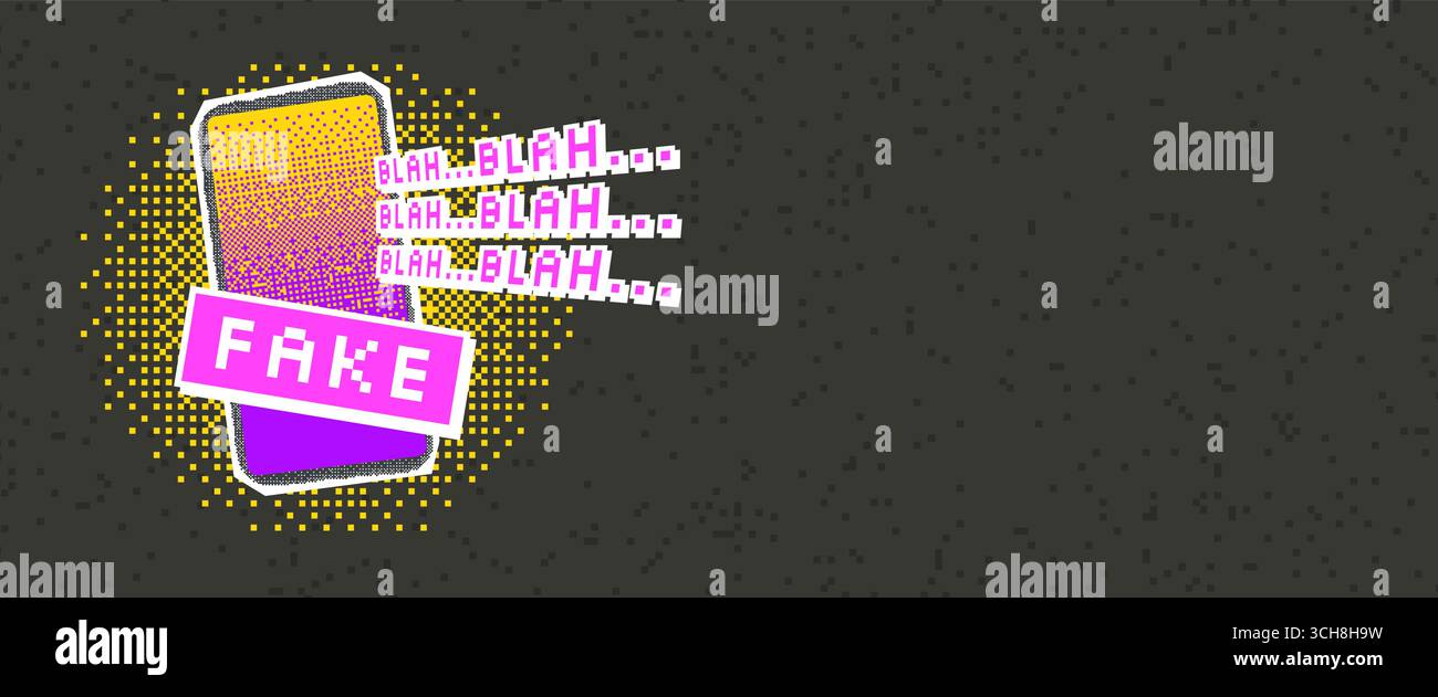 Fake news halftone background template. Collage with phone magazine ...