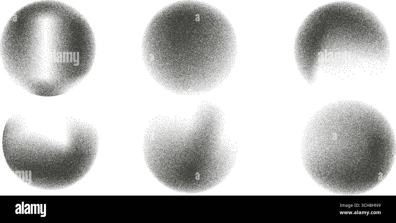 Dot sand circles set. Grainy diffuse spheres collection. Glitter ...