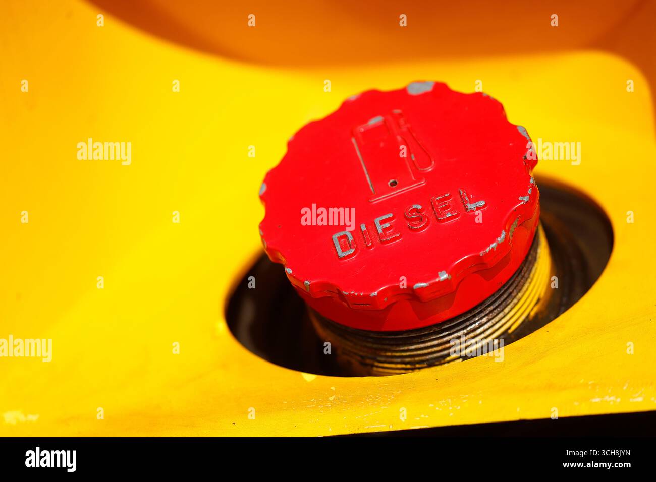 Red Diesel fuel cap Stock Photo - Alamy