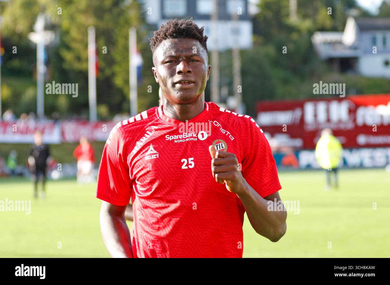 Tromsø 20250831. Tromsø's Abubacarr Sedi Kinteh before the elite series ...