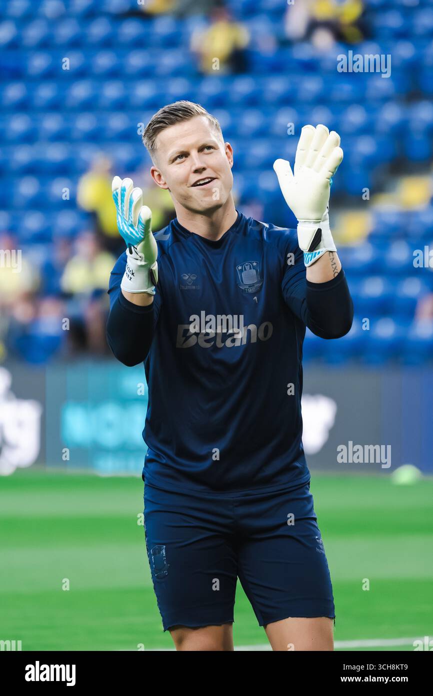 Brondby, Denmark. 31st, August 2025. Goalkeeper Patrick Pentz of ...
