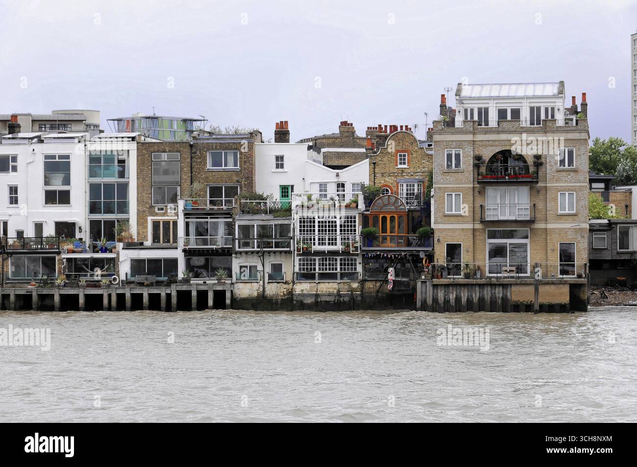 London, England, Great Britain, Europe, Riverside terraced houses with ...