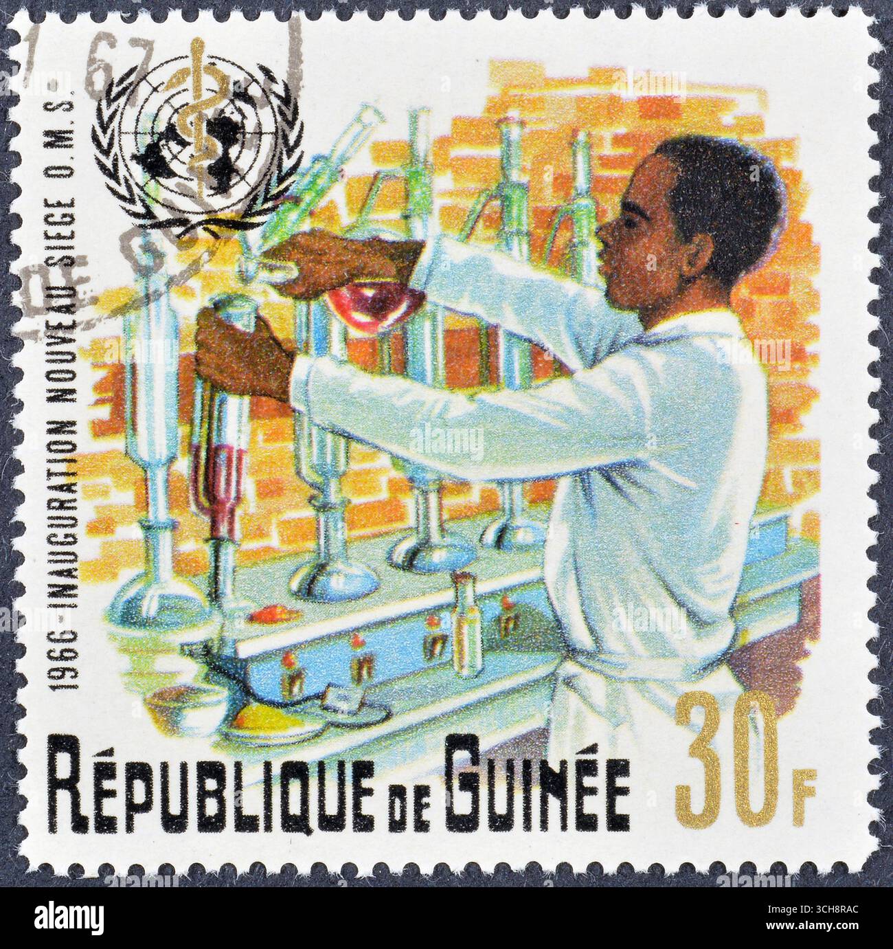 Cancelled postage stamp printed by Republic Guinea, that promotes ...