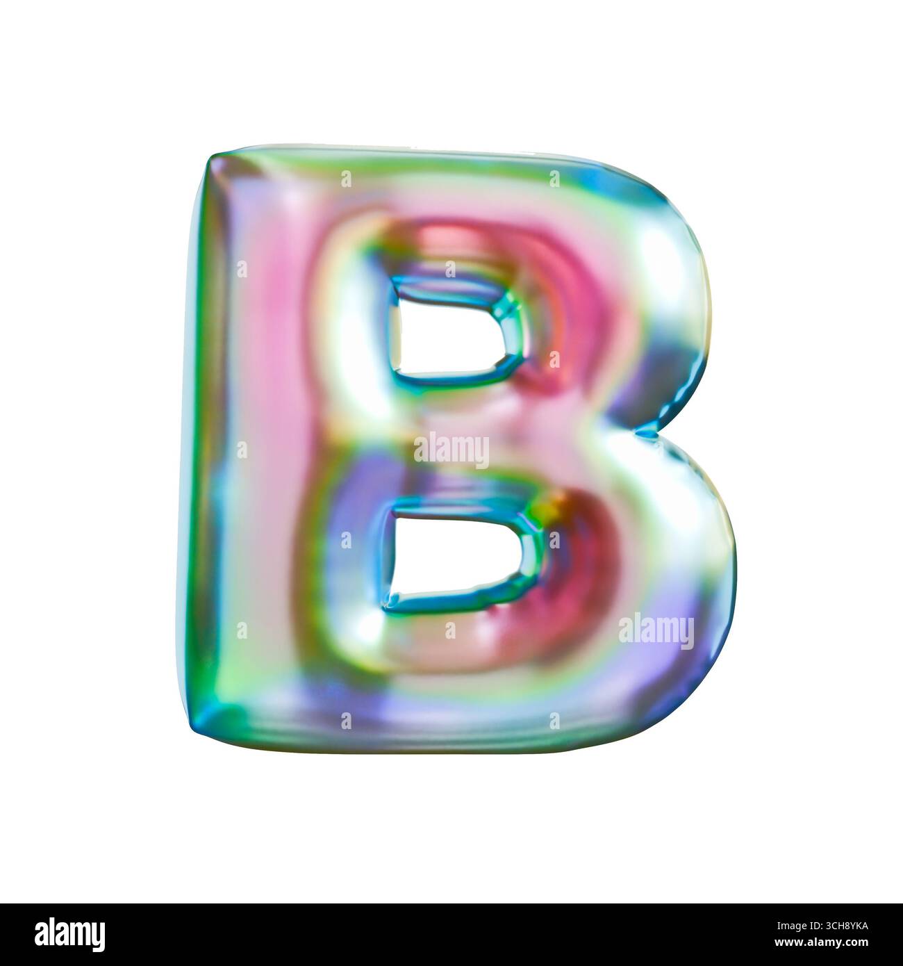Tricolor gradient holographic metal font Letter B 3D rendering ...
