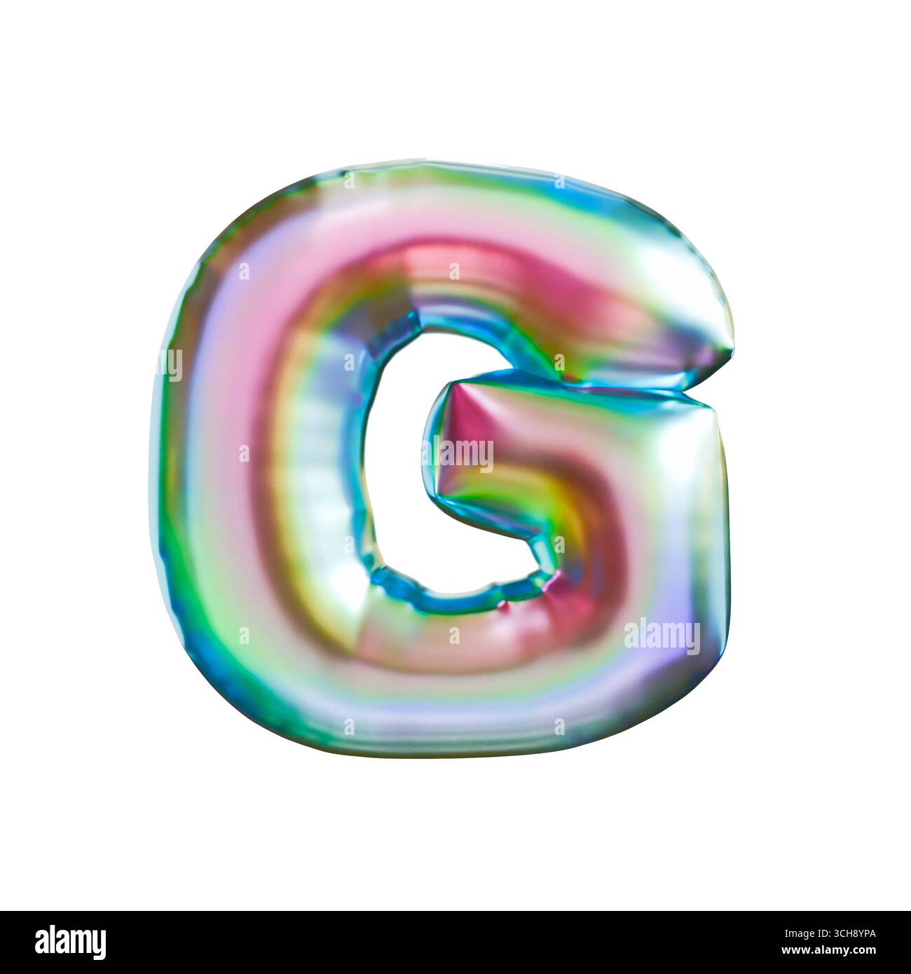 Tricolor gradient holographic metal font Letter G 3D rendering ...