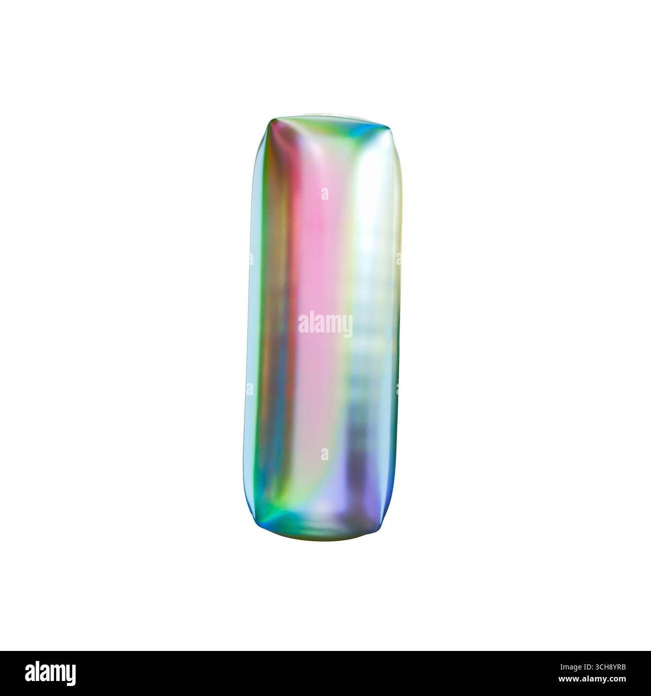 Tricolor gradient holographic metal font Letter I 3D rendering ...