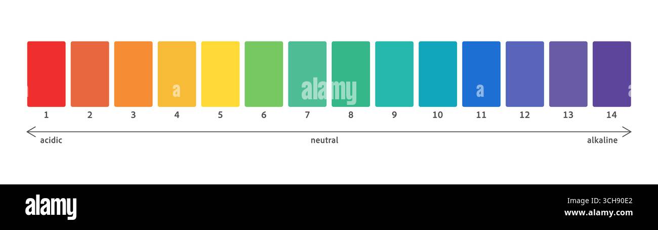 Ph scale acid value indicator. Neutral balance test, spectrum. Alkaline ...