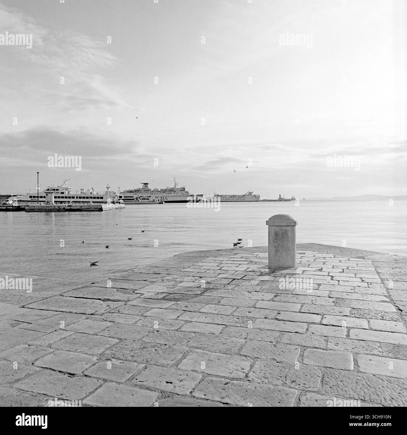 On promenade in port Black and White Stock Photos & Images - Alamy