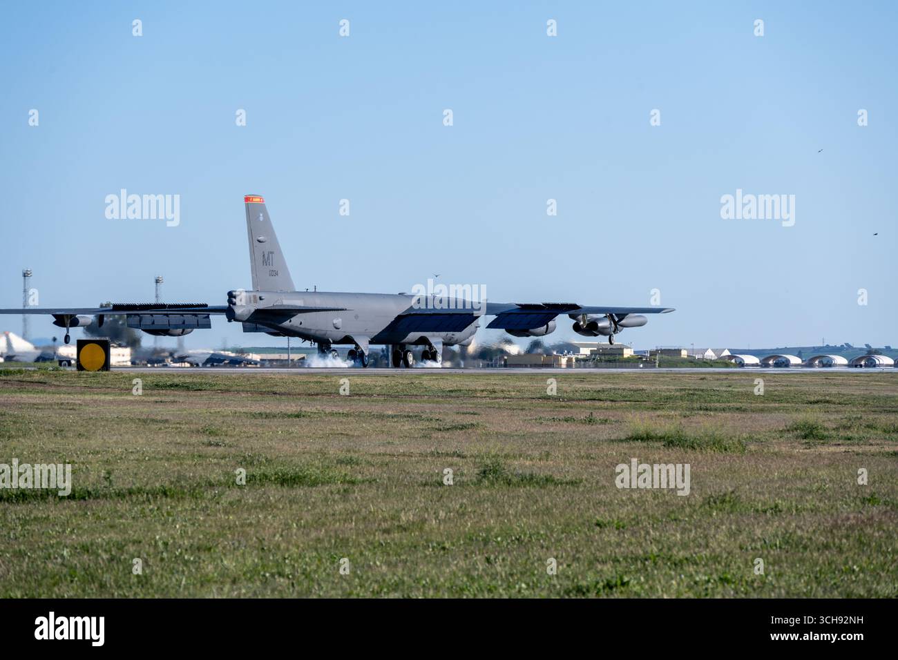 Moron, Spain - 3 March 2023: A B-52 Stratofortress landing at Moron Air ...