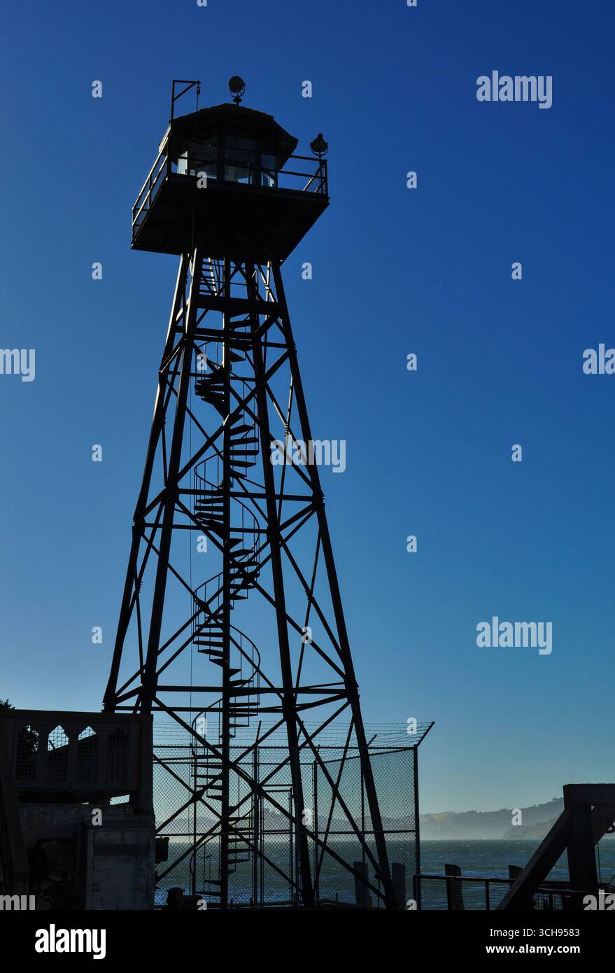 California: Alcatraz Prison guard tower on Alcatraz Island in San ...