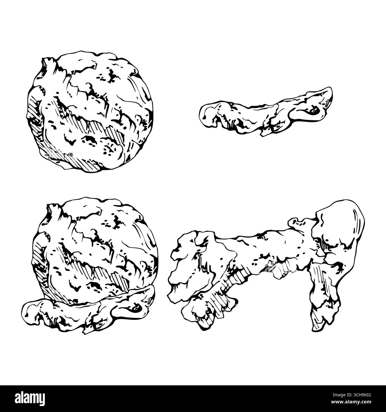 Scoops of gelato ice cream, rounded ball and abstract melting shape ...