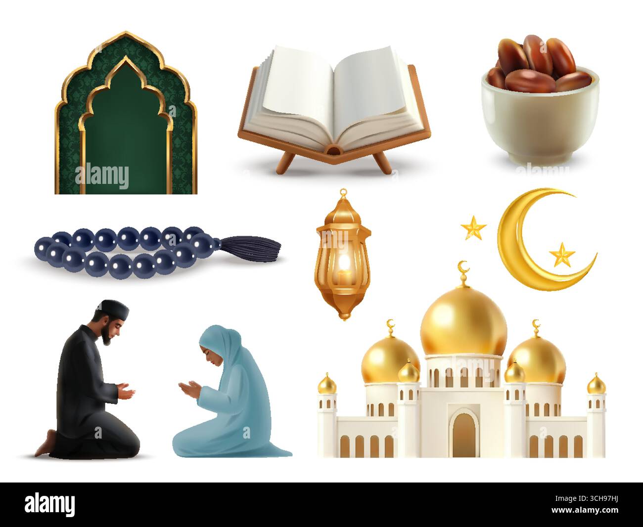 Islamic Spiritual and Religious Elements in a Realistic Style Stock ...
