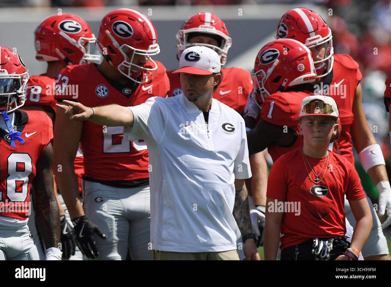 ATHENS, GA - AUGUST 30: Tight ends coach Todd Hartley of the Georgia ...