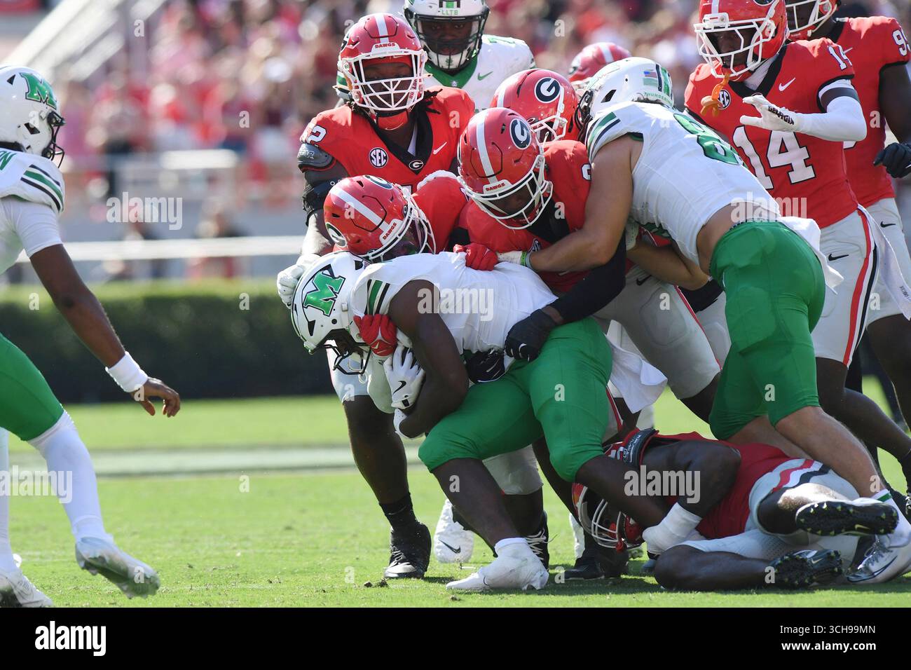 ATHENS, GA - AUGUST 30: KJ Bolden #4 of the Georgia Bulldogs and CJ ...