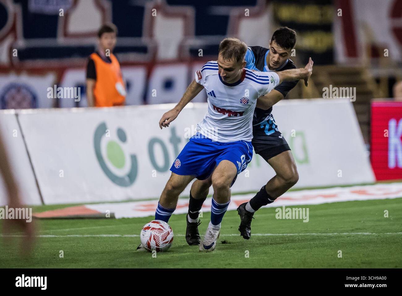 Adrion Pajaziti of Hajduk Split and Ante Orec of HNK Rijeka during the ...