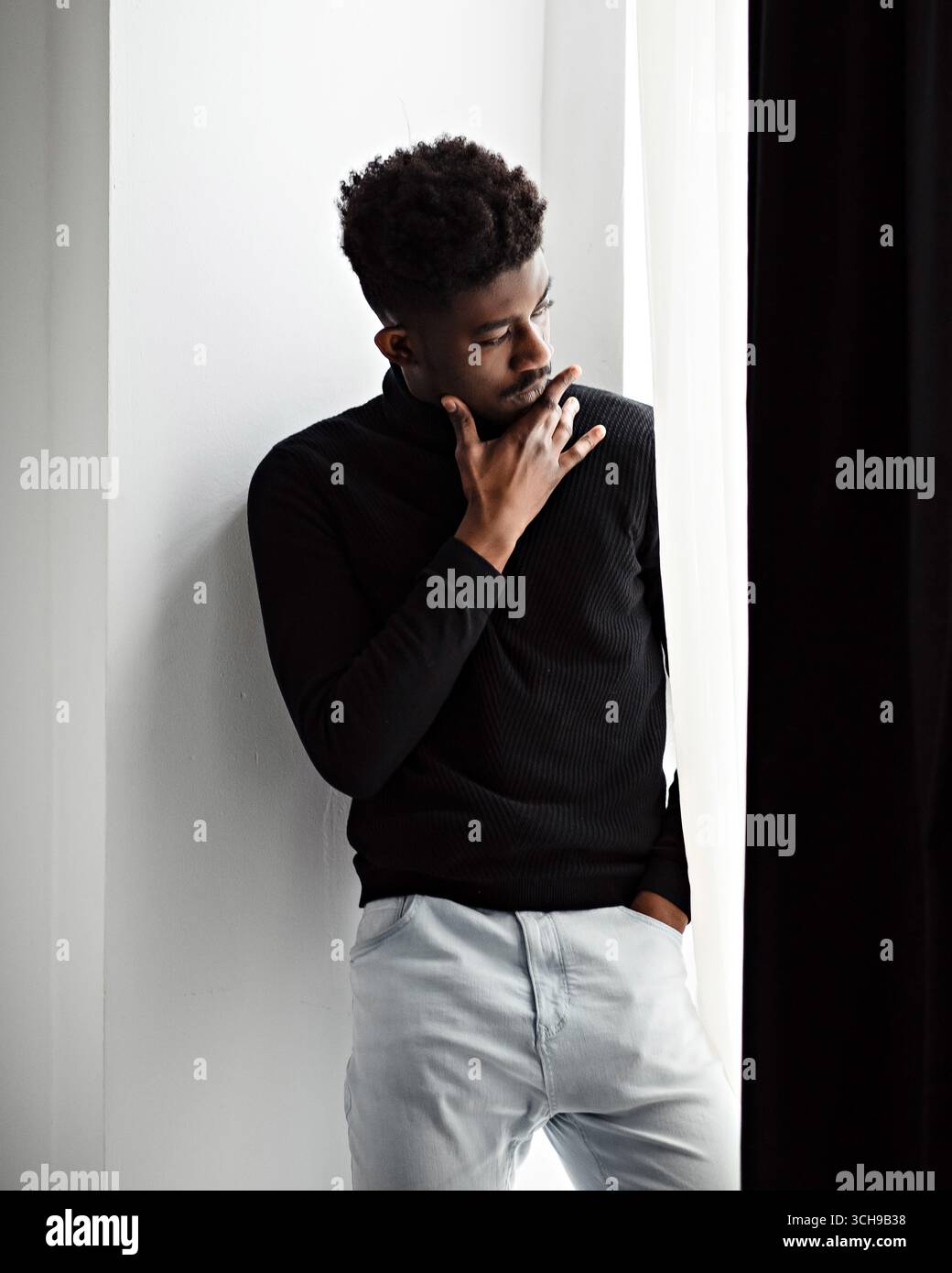 One pensive black man thoughtful hi-res stock photography and images ...