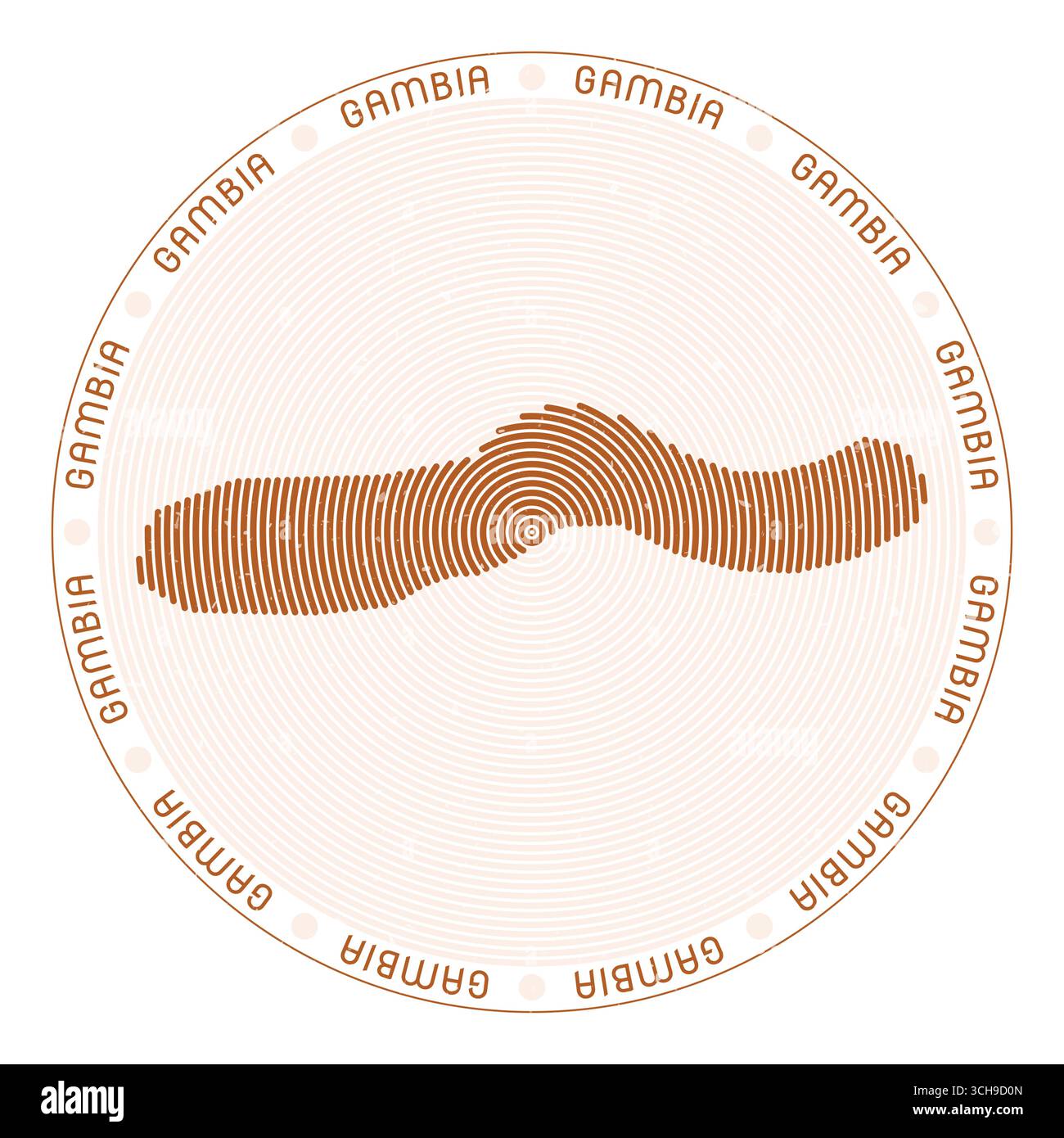 Gambia shape radial arcs. Country round icon. Gambia logo design poster ...
