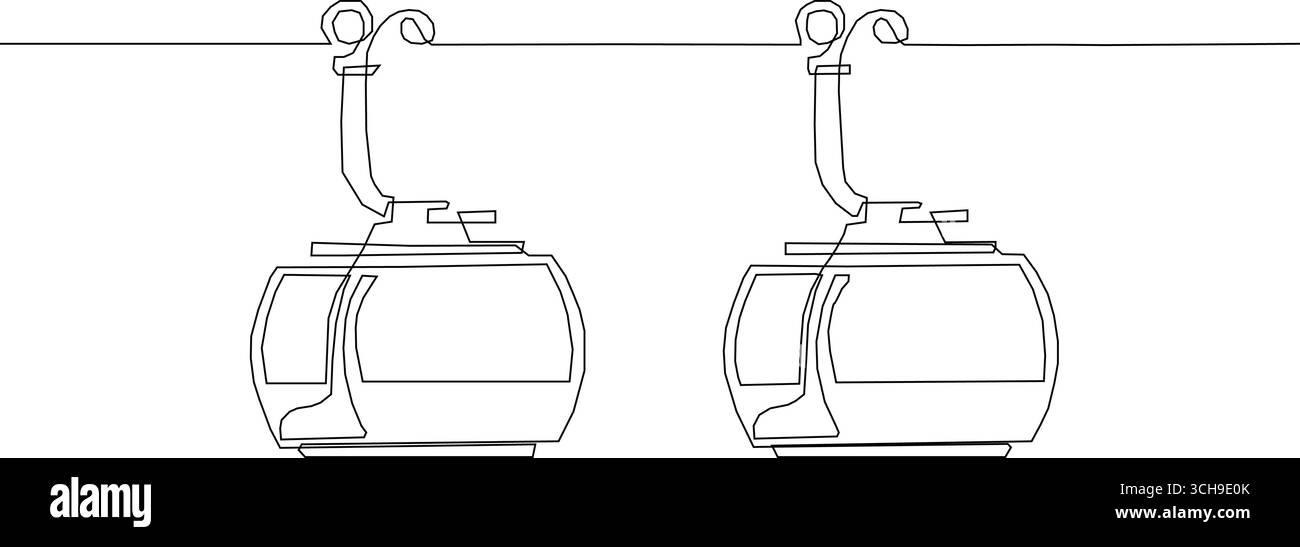 continuous line drawing of cable car.one line drawing of cable car ...
