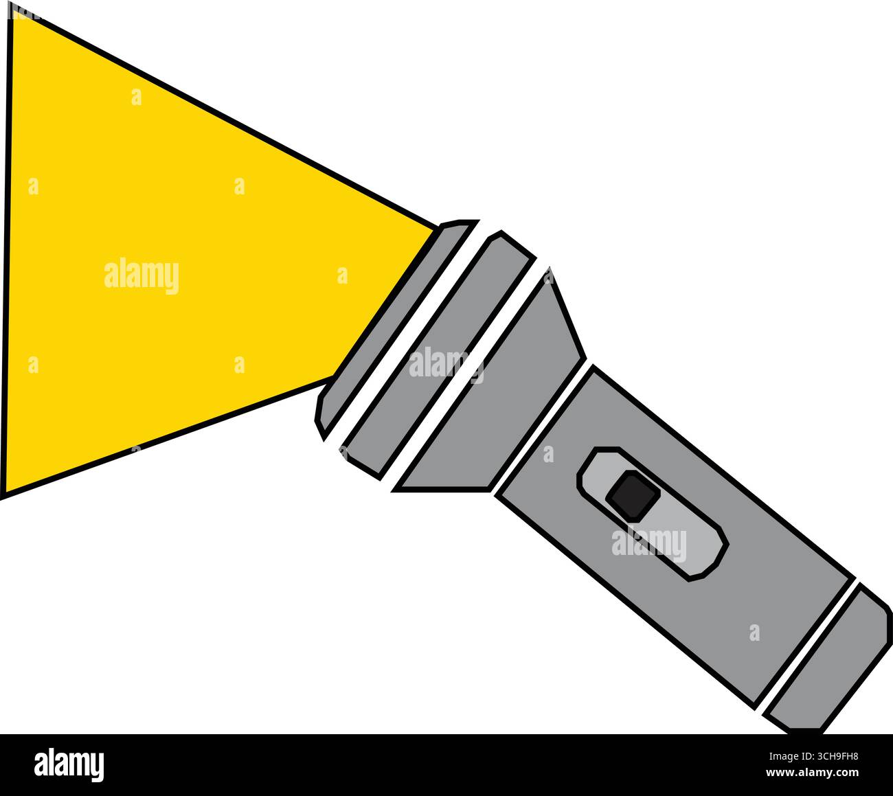 Flashlight flat simple vector icon illustration. Torch with yellow ...
