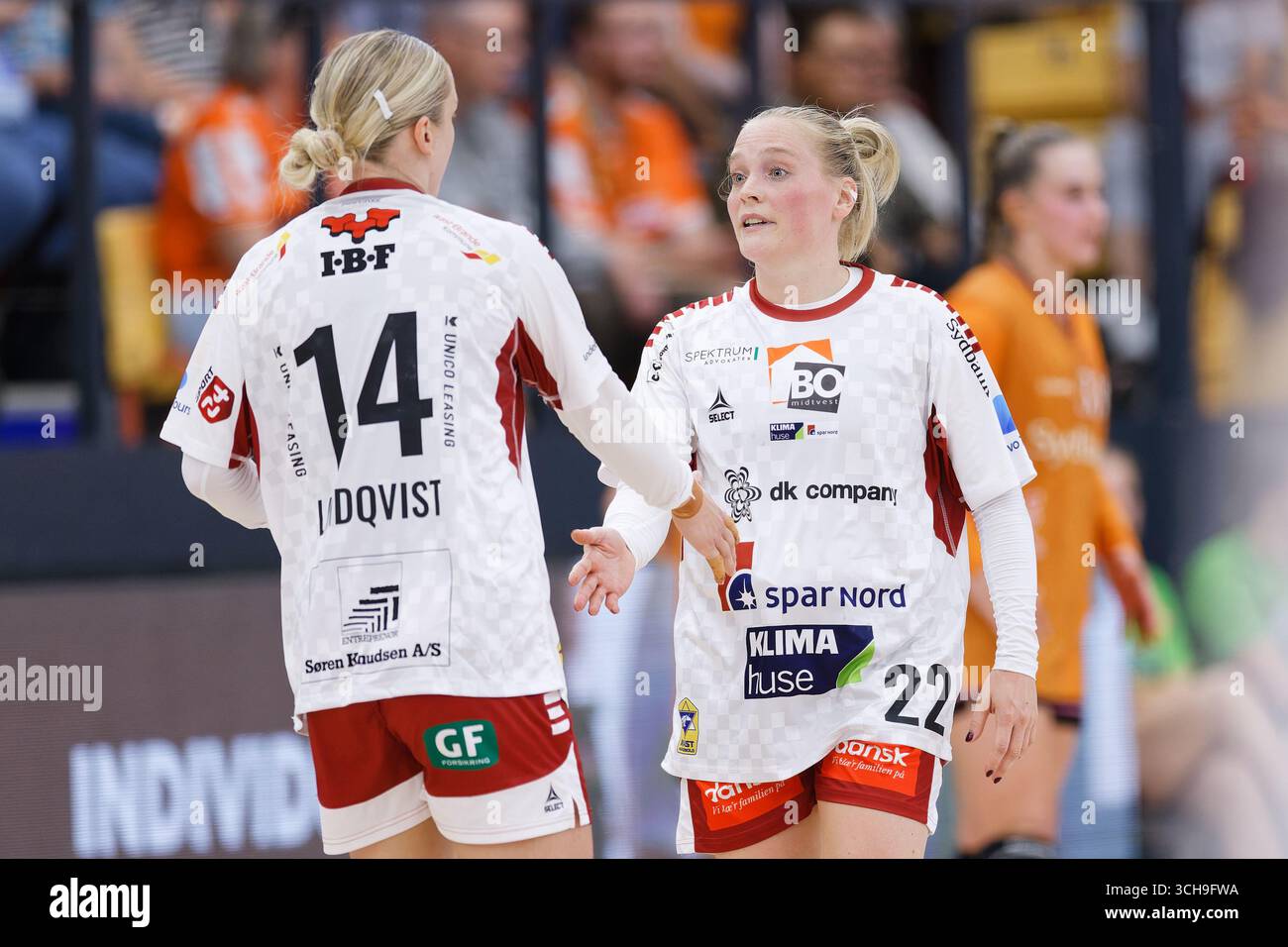 Odense, Denmark. 31st, August 2025. Emma Lindqvist (14) and Laerke ...