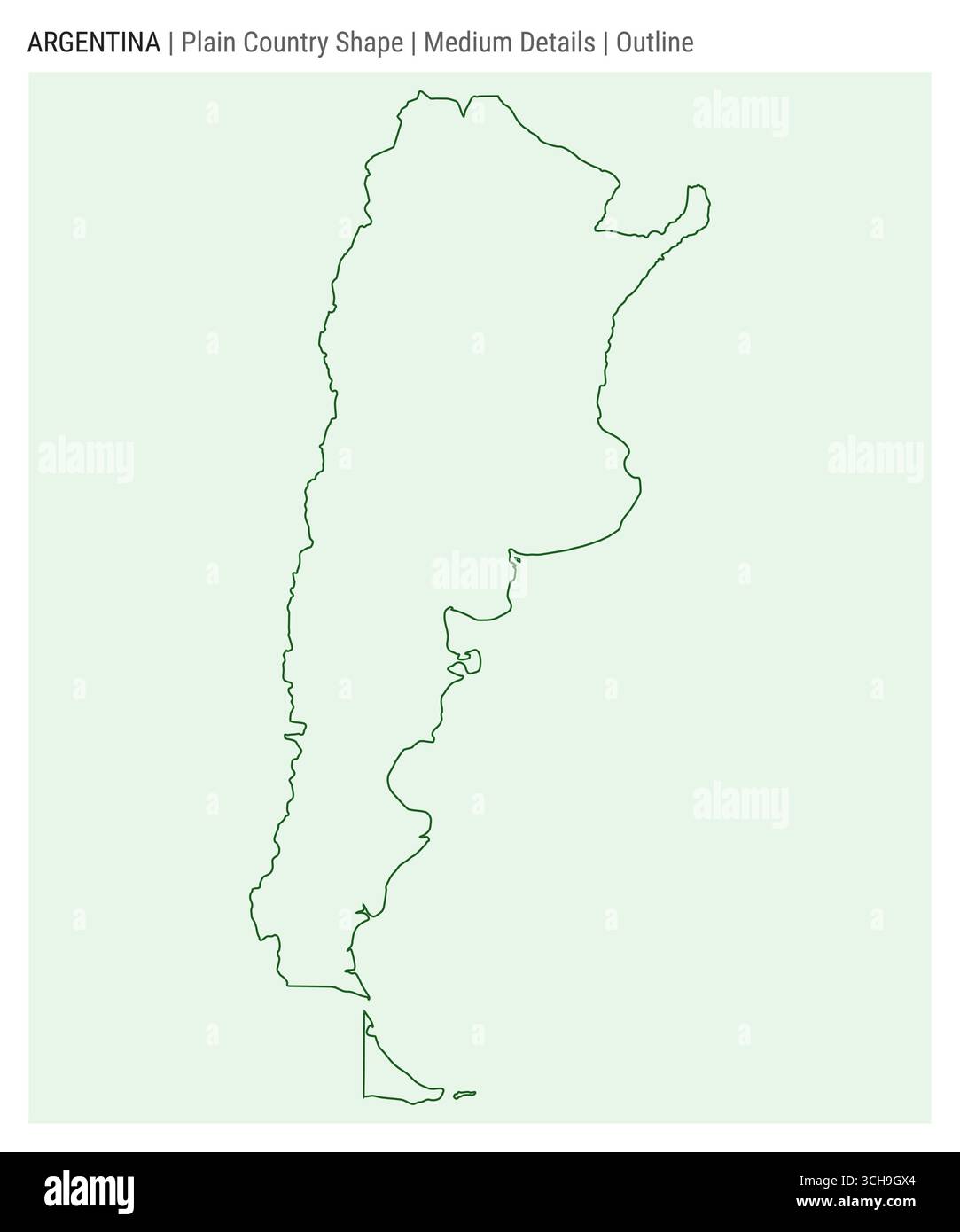 Argentina plain country map. Medium details. Outline style. Shape of ...