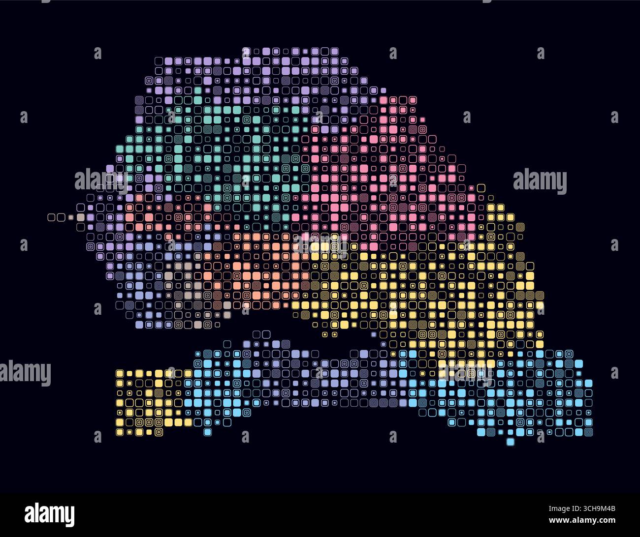 Senegal, shape of the country built of colored cells. Digital style map ...
