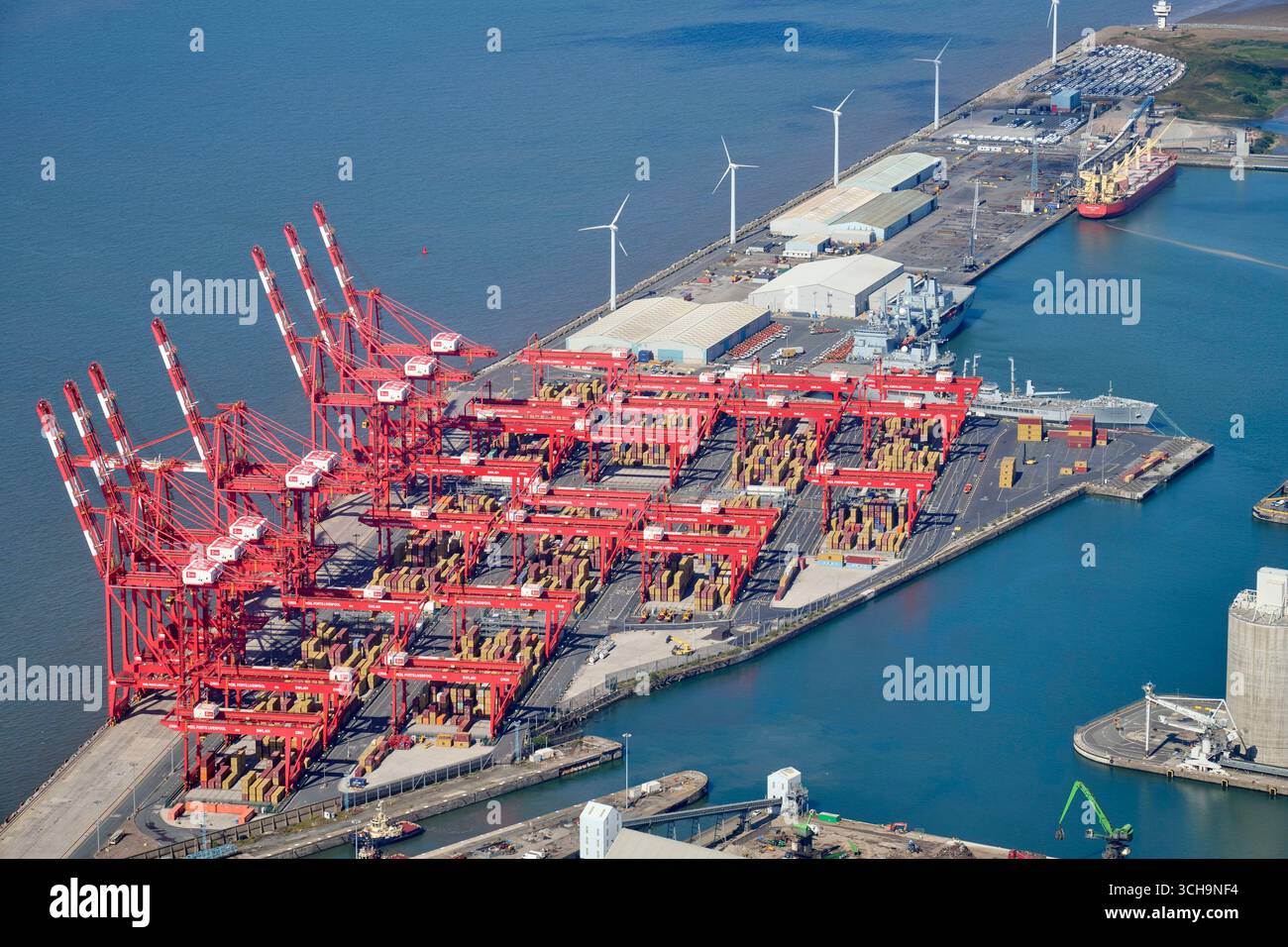 An aerial view of Seaforth Docks, at Liverpool Port, Merseyside ...