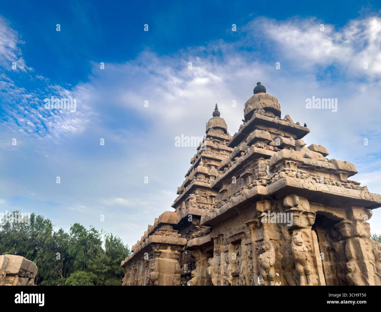 The towers of the beautiful shore temple which is one of the monuments ...