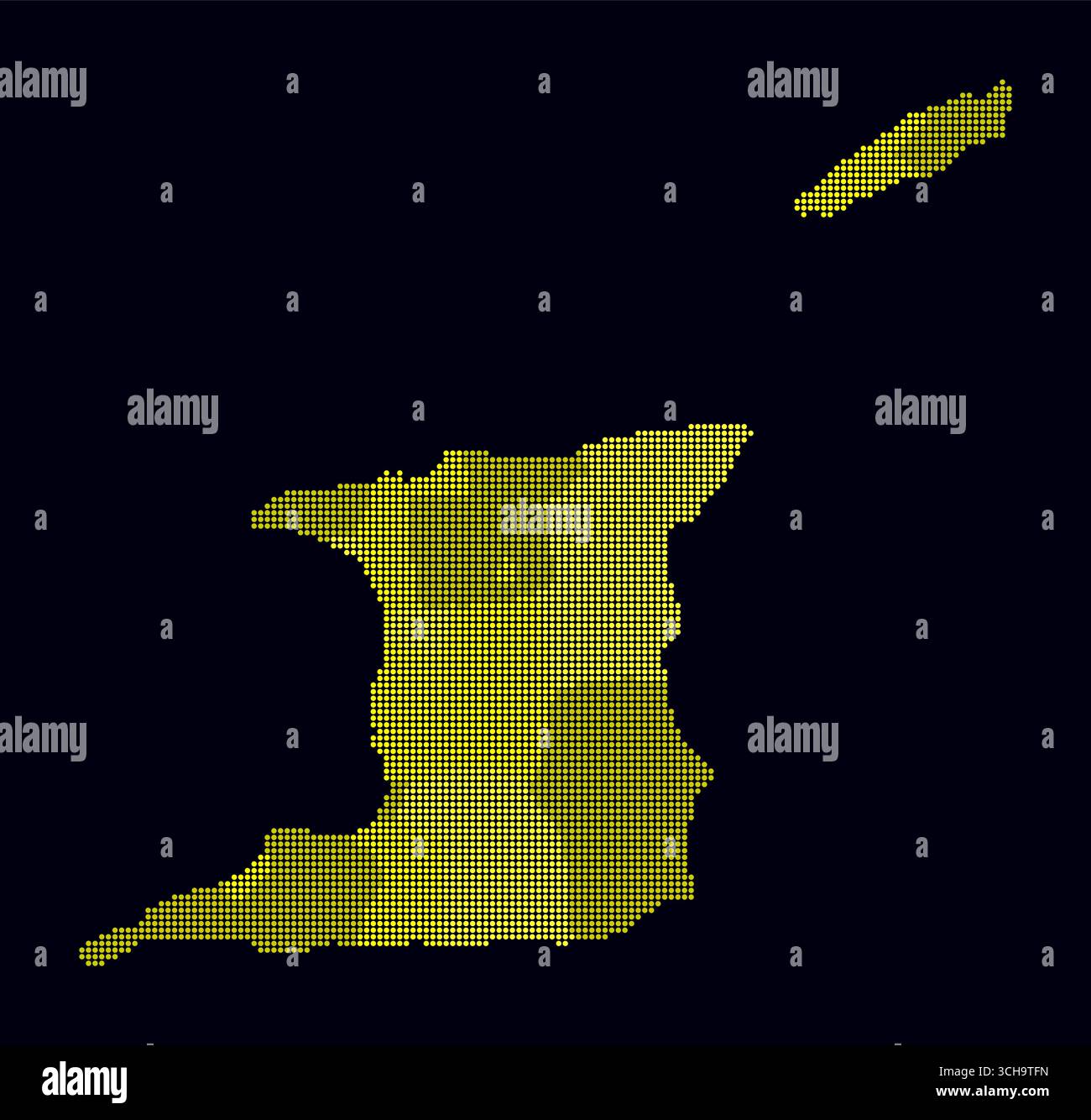 Trinidad and Tobago dotted map. Digital style map of the country on a ...