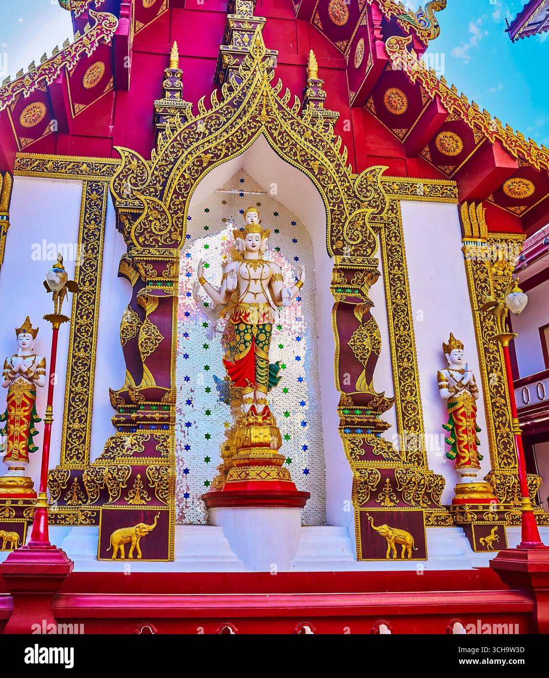 The statues of Devata deities decorate the backside wall of the ...