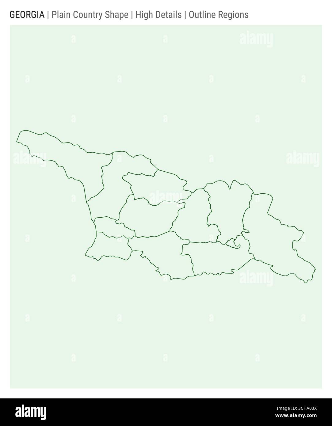 Georgia plain country map. High details. Outline regions style. Shape ...