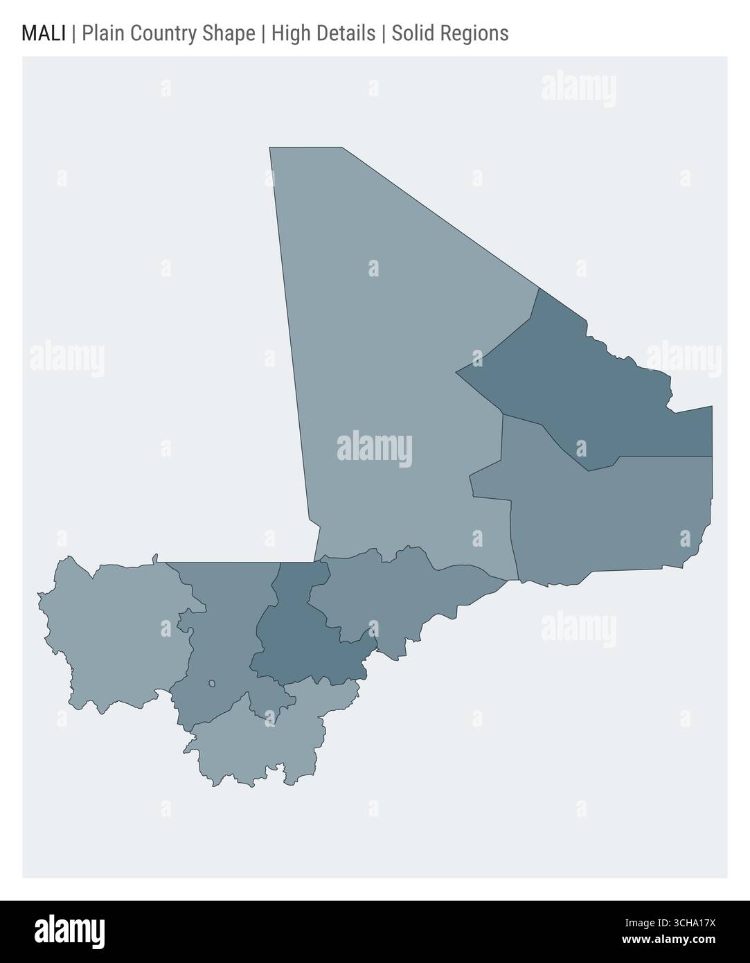 Mali plain country map. High details. Solid regions style. Shape of ...