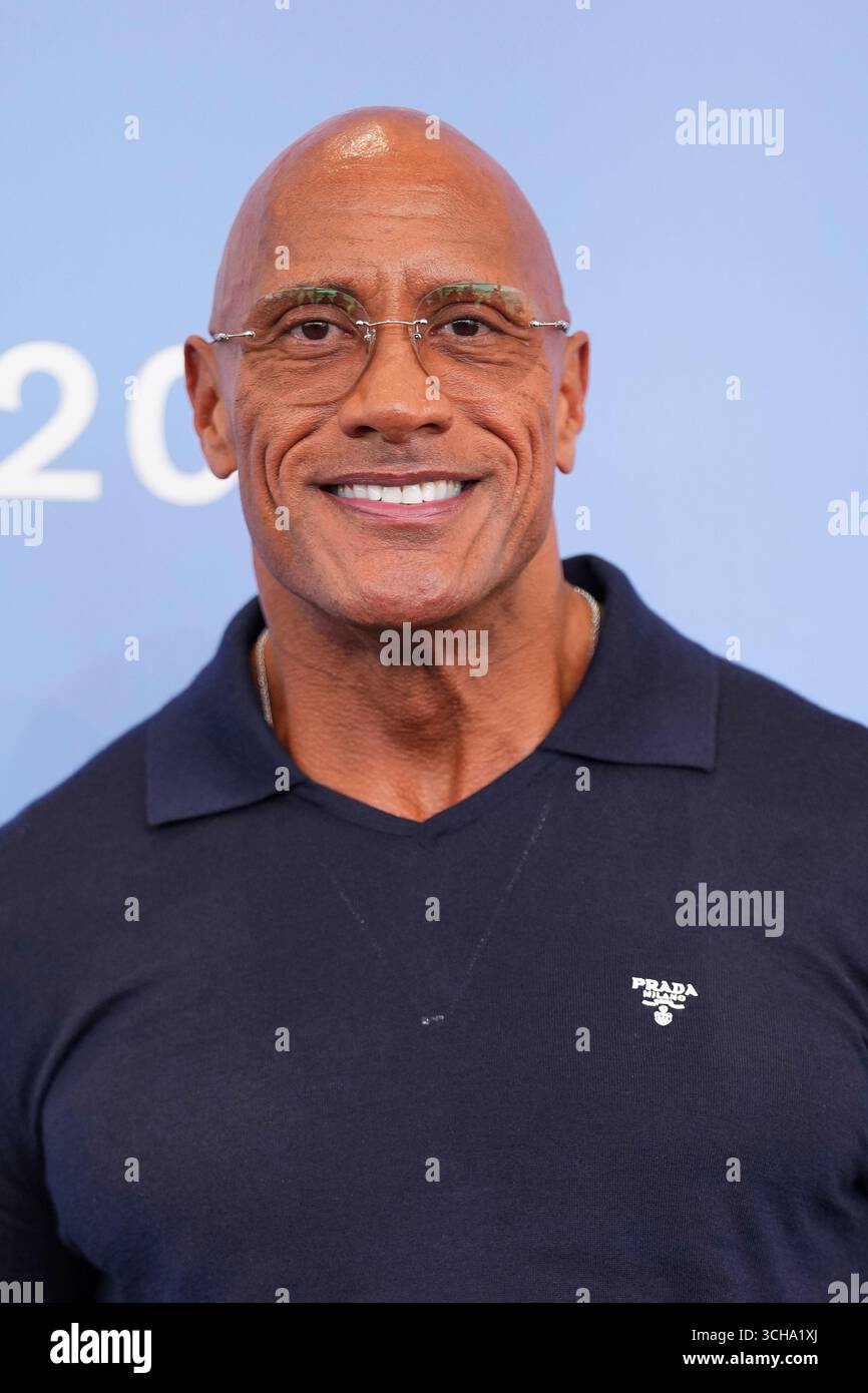 Dwayne Johnson poses for photographers at the photo call for the film ...