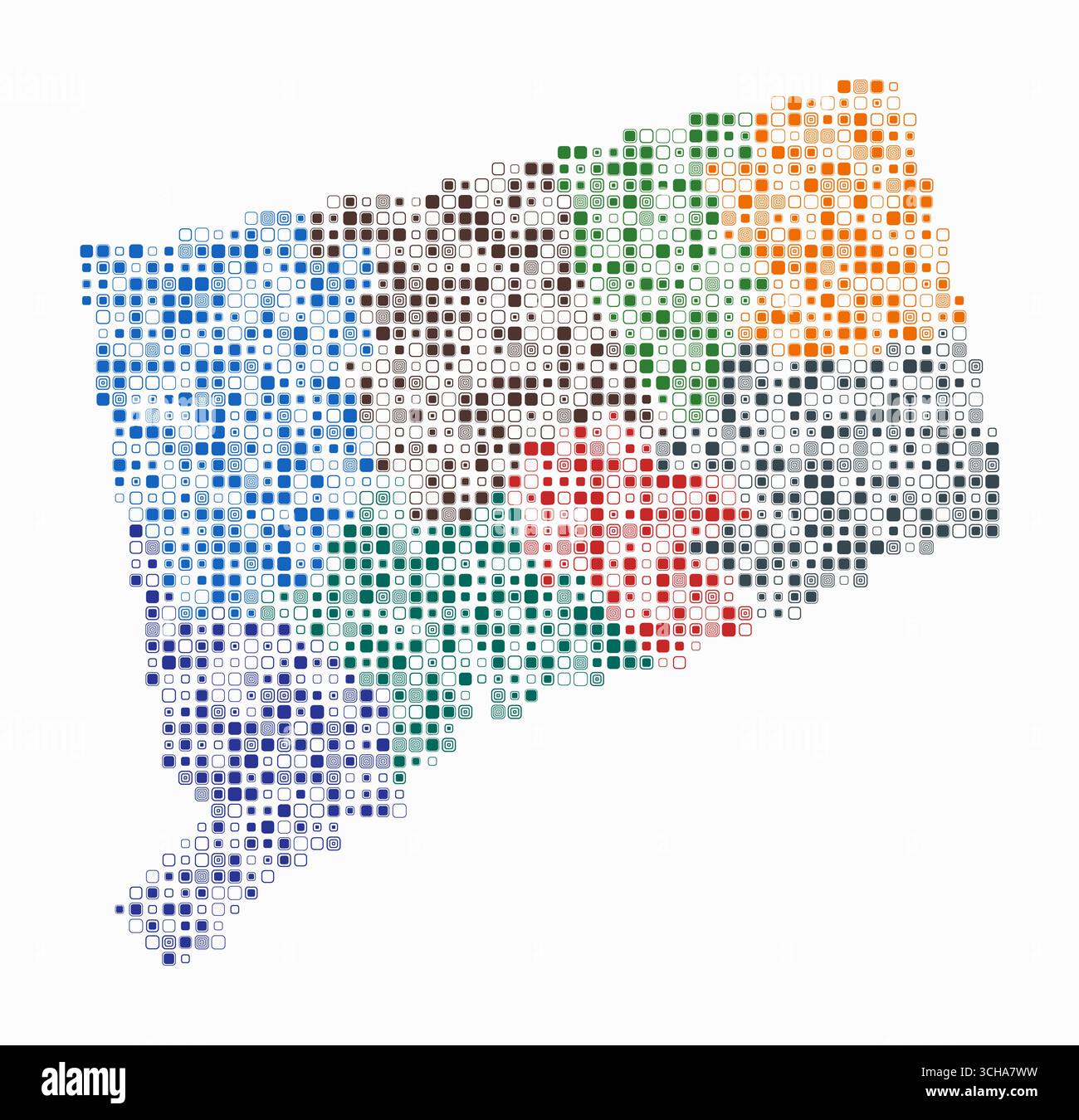 Connecticut, shape of the state built of colored cells. Digital style ...