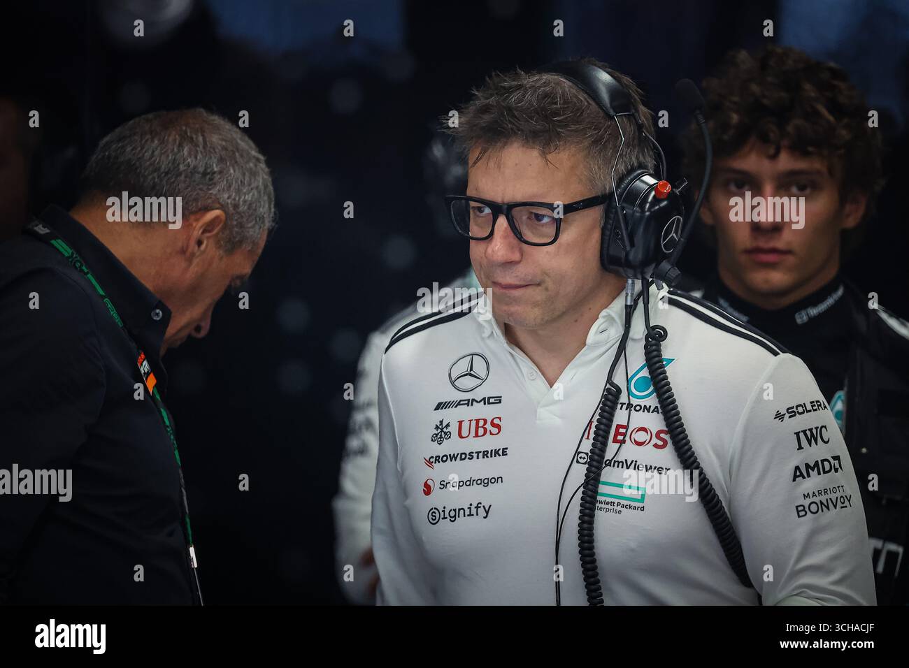Peter Bonnington, "Bono" racing engineer at Mercedes of Kimi Antonelli ...