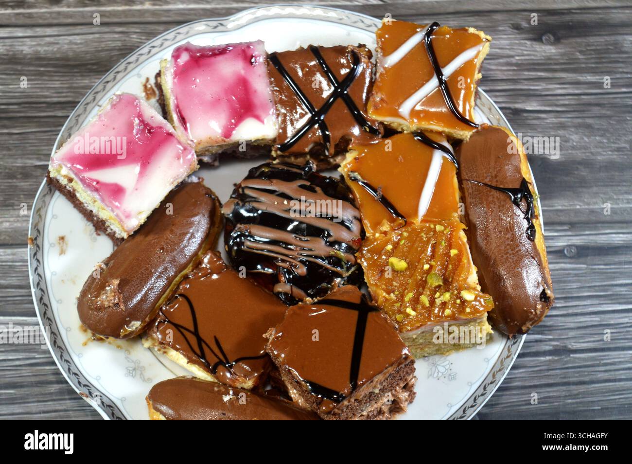 Assorted small Gateaux with different topping, Gateau bites are small ...